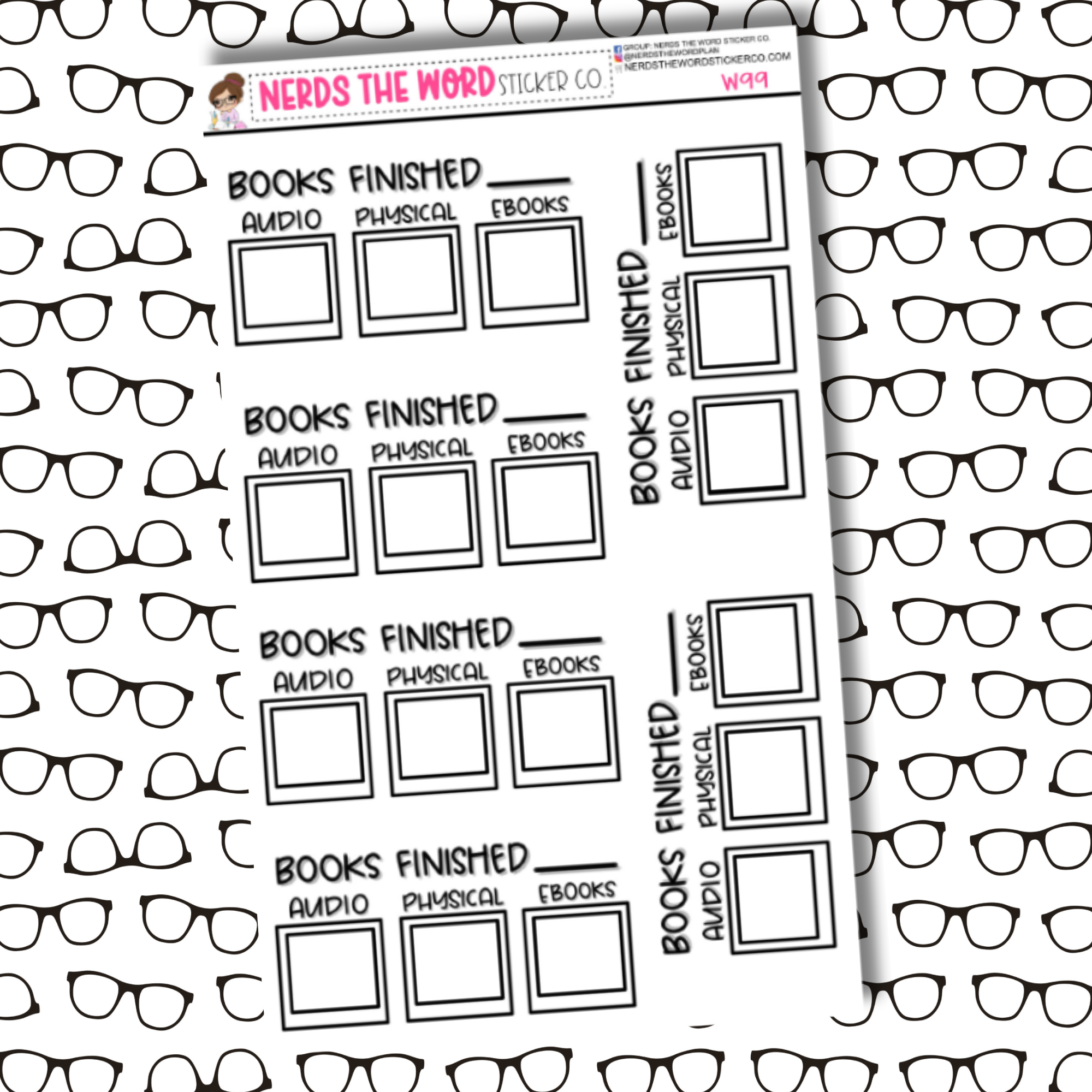 Finished Books (Reading Tracker) Sticker Sheet – Nerds The Word Sticker Co.