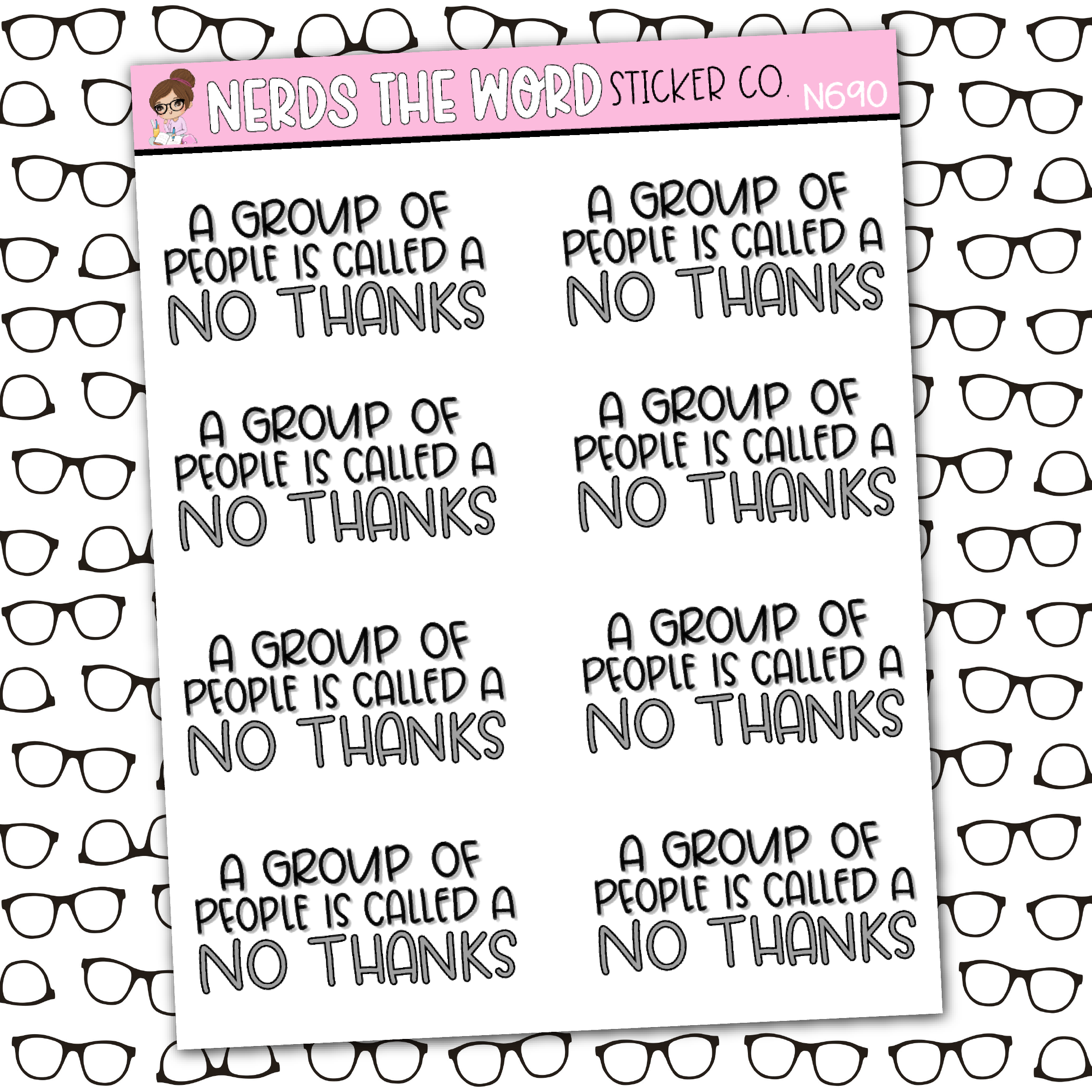 People No Thanks Sticker Sheet – Nerds The Word Sticker Co.