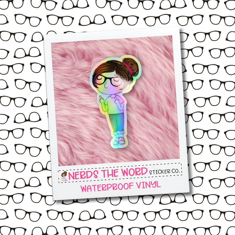 Nora Middle Finger - Vinyl Diecut Sticker – Nerds The Word Sticker Co.