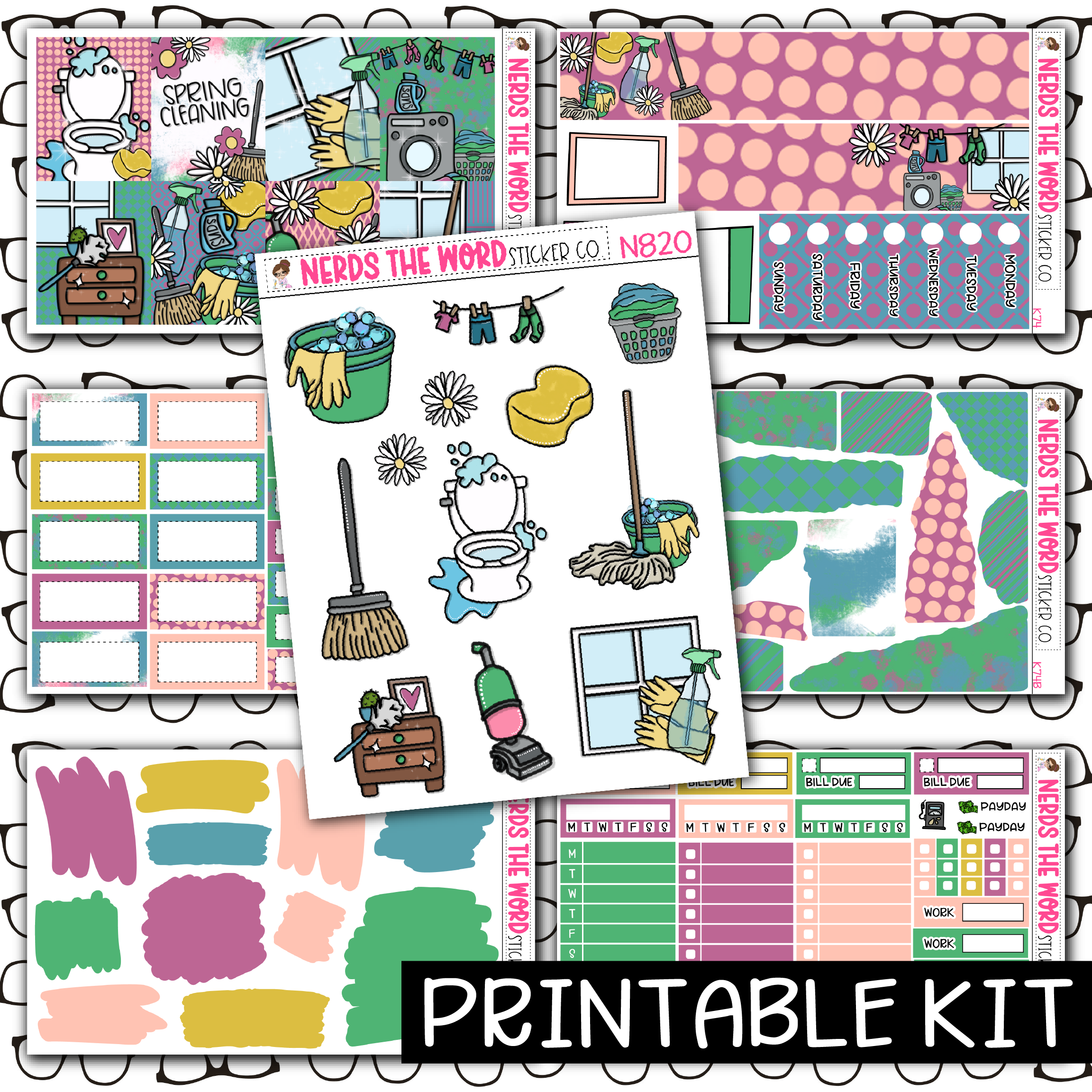PRINTABLE -Spring Cleaning Monthly, Weekly and or Journaling Sticker K ...